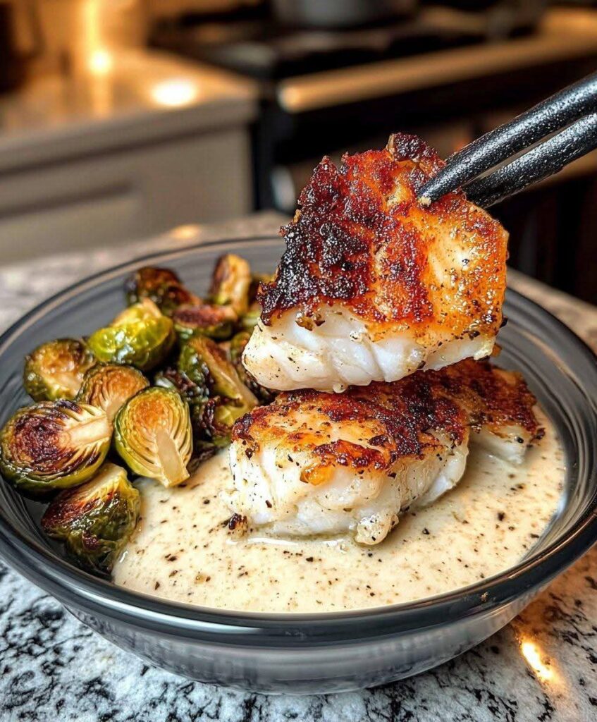 Lemon Garlic Butter Cod Bowls with Roasted Brussels Sprouts – Grandma's